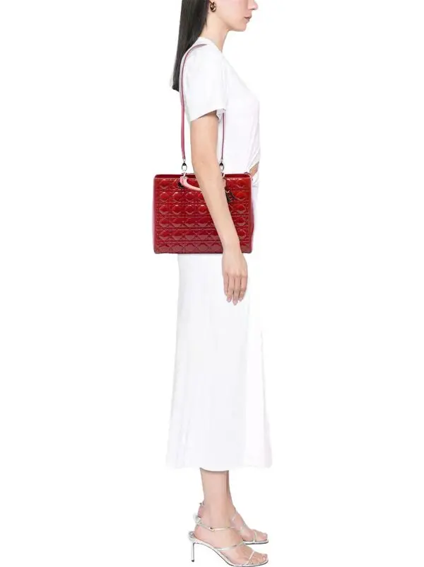 Dior Patent Cannage Lady Satchel - Pink