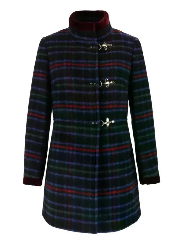 FAY Checked Coat - Black