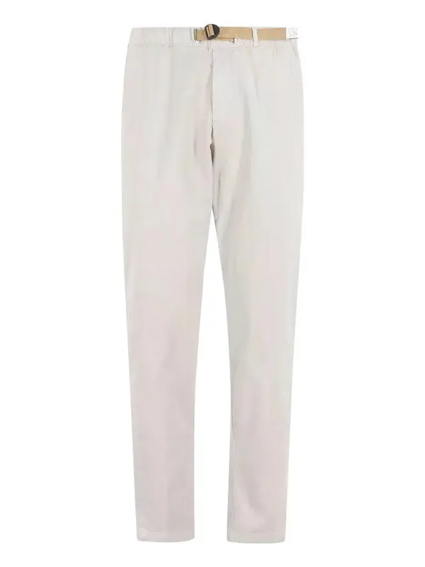 WHITE SAND Belted Tapered-leg Trousers - White