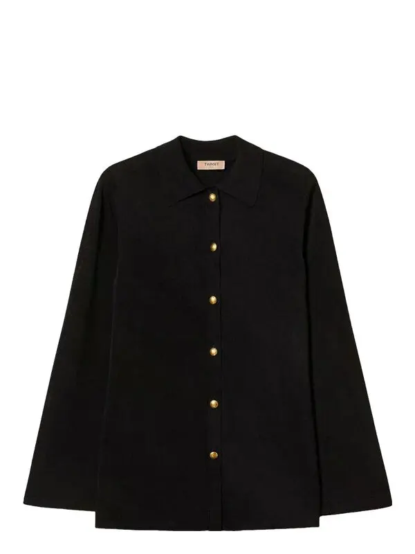TWINSET Knit Shirt With Gold-tone Hardware - Black