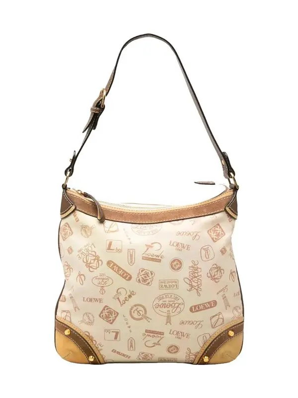 Loewe 160th Anniversary Canvas Shoulder Bag With Suede Trim - Neutrals