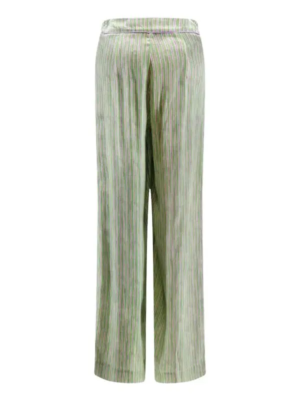 BYE FIRENZE Striped Pleated Palazzo Pants - Green