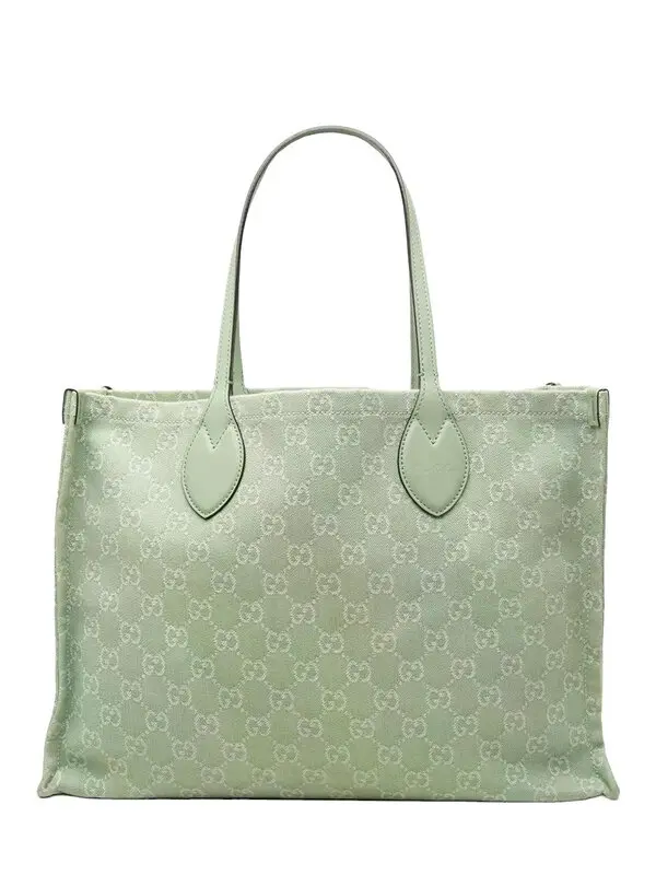 Gucci Large Gg Denim Ophidia Tote Bag - Green