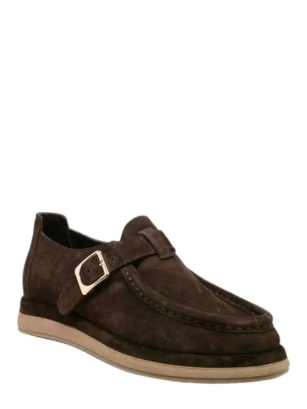 SERGIO MORETTI FIRENZE Suede Buckled Loafers - Brown