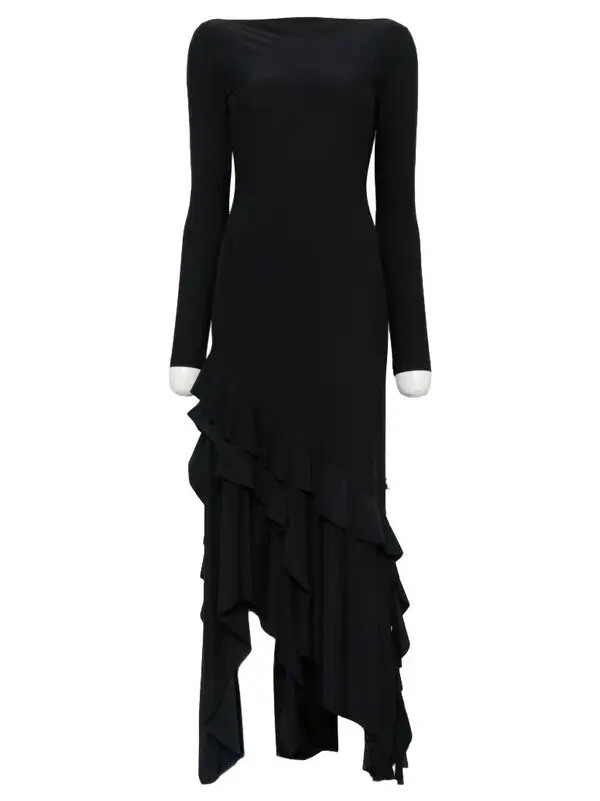 Moschino Long Sleeve Ruffled Asymmetric Dress - Black