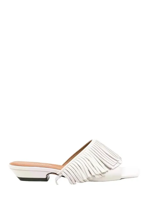 SERGIO MORETTI FIRENZE Fringed Square-toe Sandals - White