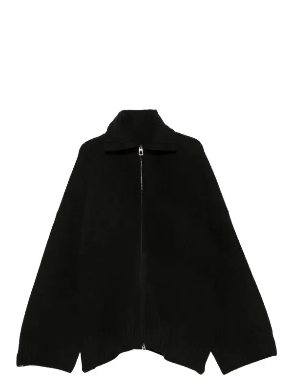 THE FRANKIE SHOP Ribbed Knit Zip-fastening Cardigan - Black