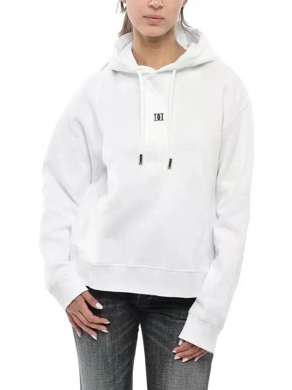Dsquared2 Logo Plaque Cotton Hoodie - White