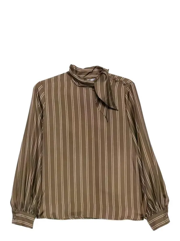 Max Mara Striped Pussy-bow Blouse - Brown