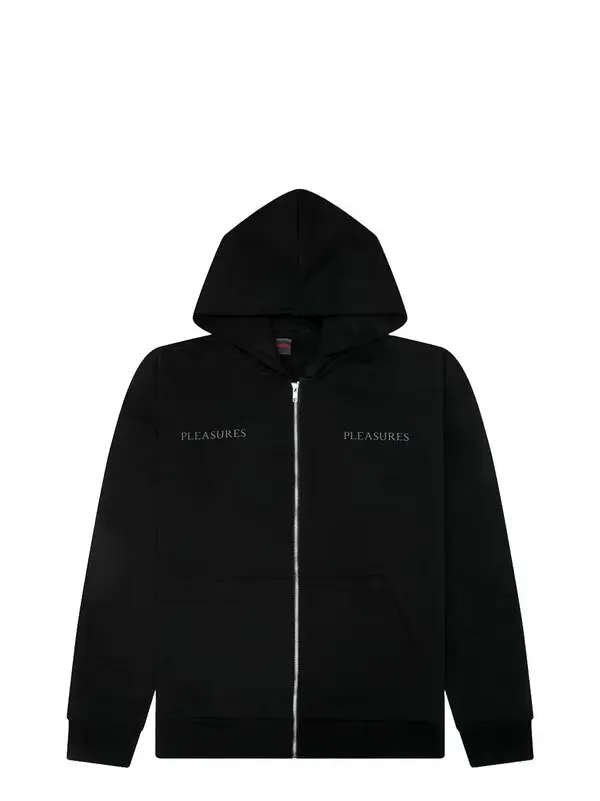 PLEASURES Graphic-print Zip-up Hoodie - Black