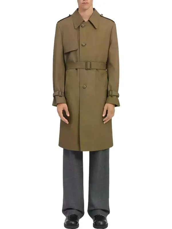 MAISON MARGIELA Coated Cotton Trench Coat - Green