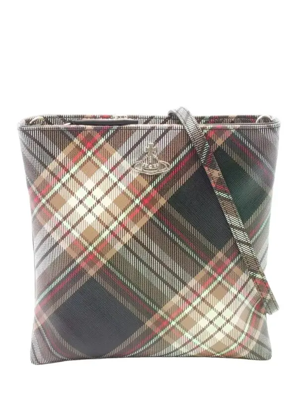 VIVIENNE WESTWOOD Check Orb Shoulder Bag - Brown
