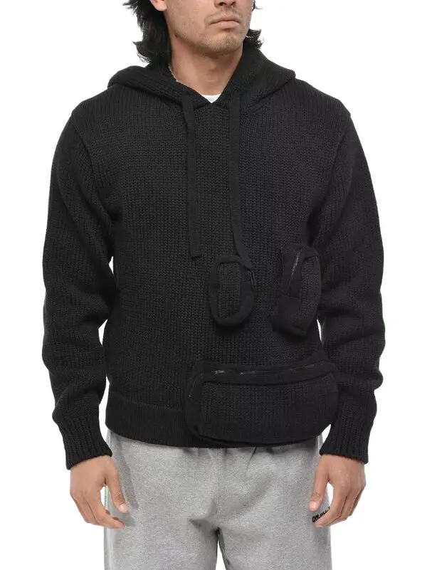 Off-White Multi-pocket Knit Hoodie - Black