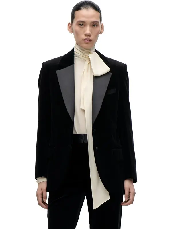 Victoria Beckham Camilla Velvet Tuxedo Jacket - Black