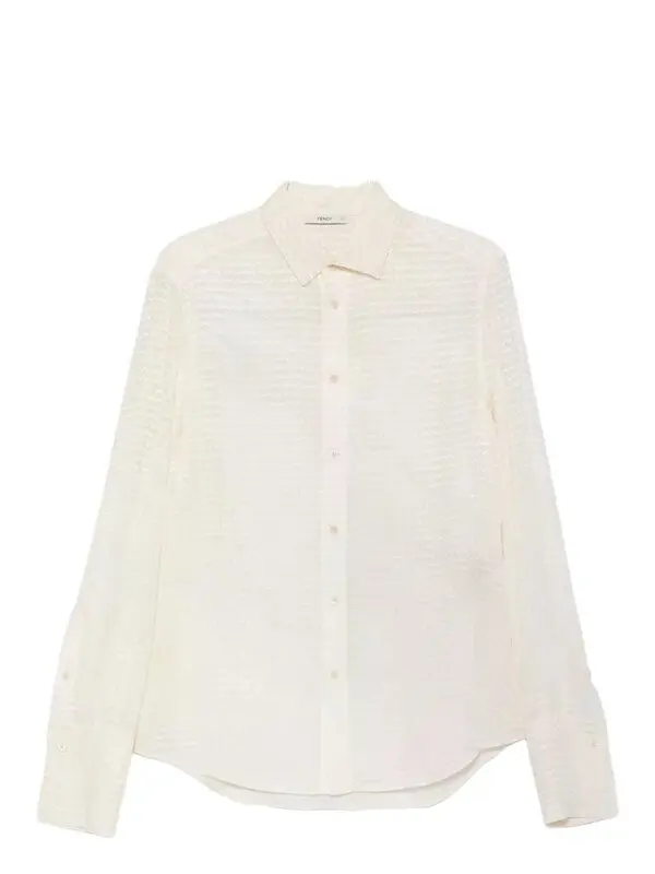 Fendi Long Sleeve Shirt With Classic Collar And Button Fastening - Neutrals