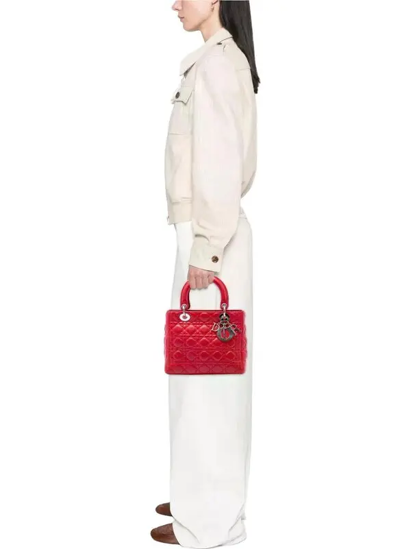 Dior Lambskin Cannage Lady Satchel - Red