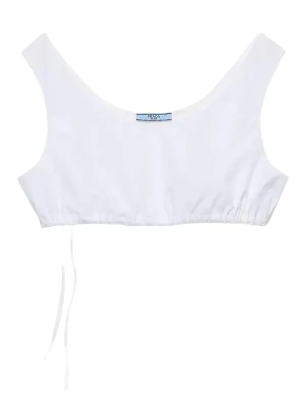 Prada Poplin Top With Drawstring Hem - White