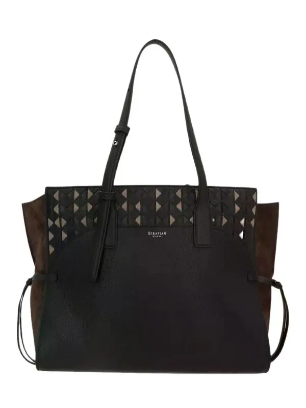 SERAPIAN Mosaico Panelled Tote Bag - Black