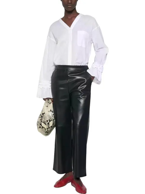 Max Mara Amati Faux Leather Cropped Palazzo Pants - Blue