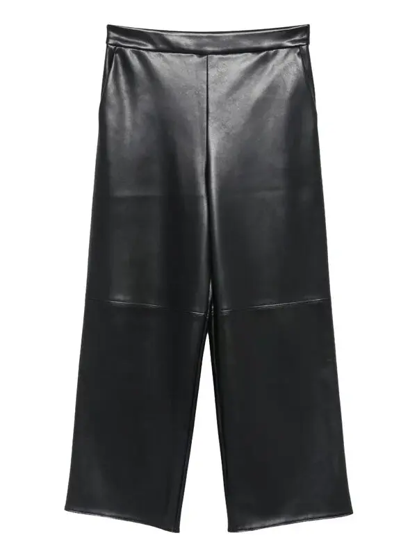 Max Mara Amati Faux Leather Cropped Palazzo Pants - Blue