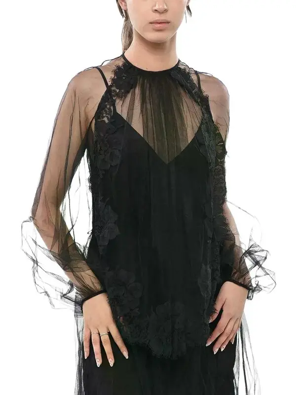 Stella McCartney Sophie Lace-trimmed Tulle Maxi Dress - Black