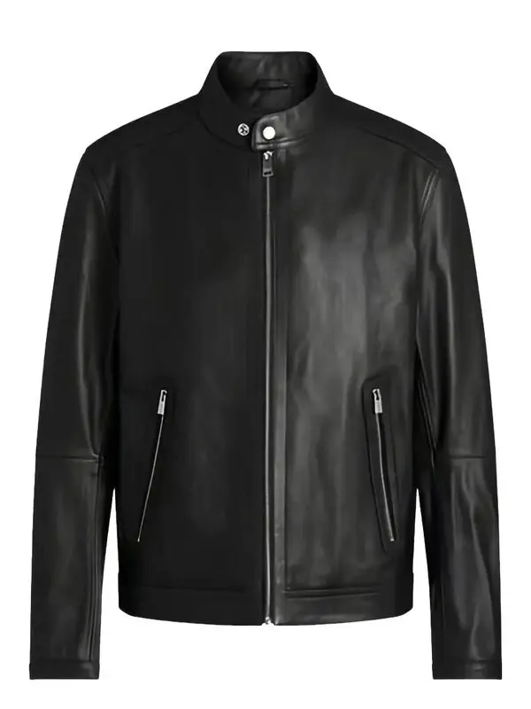 BOSS Leather Zip-up Jacket - Black