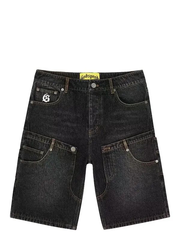 GODSPEED Panelled Denim Shorts - Black