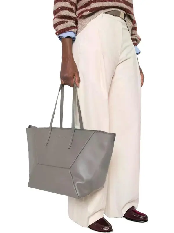 Brunello Cucinelli Leather Shoulder Bag - Grey