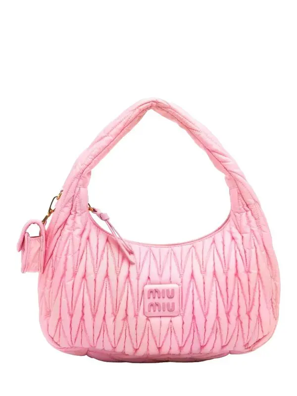 Miu Miu Medium Matelassé Tessuto Wander Hobo Bag - Pink