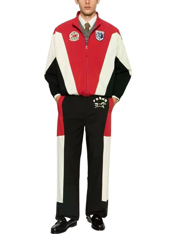 FOUND Color-block Track Pants With Embroidered Logo - Black
