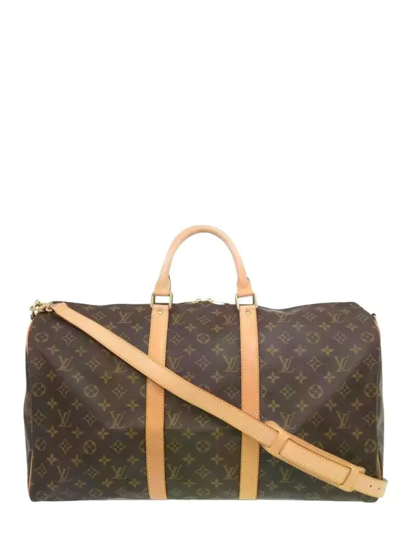 LOUIS VUITTON Monogram Keepall Bandouliere 50 Travel Bag - Brown