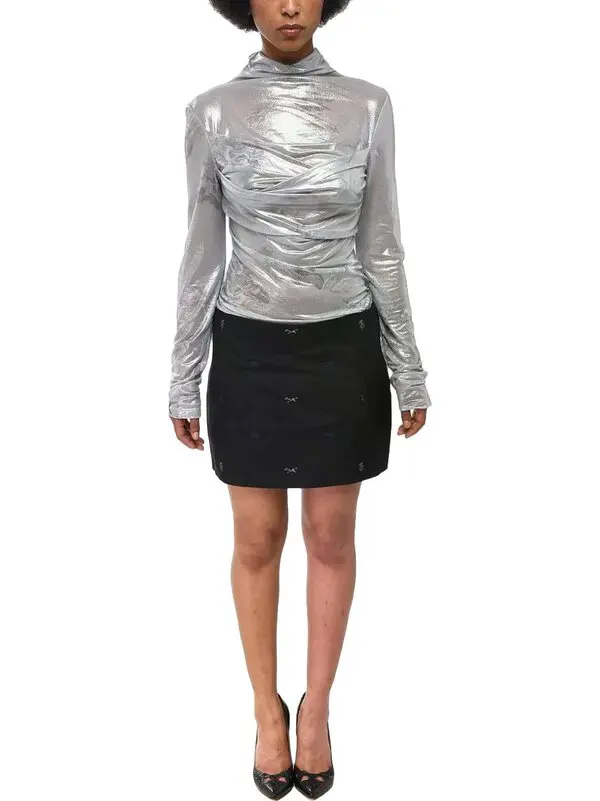 Off-White Wool-blend Jacquard Mini Skirt With Side Zip - Black