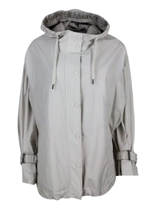 Brunello Cucinelli Long-sleeved Drawstring Hooded Jacket - Gray