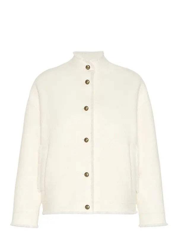 Max Mara Long Sleeve Stand Collar Jacket - White