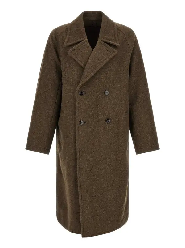 LEMAIRE Double Breasted Soft Coat - Mud
