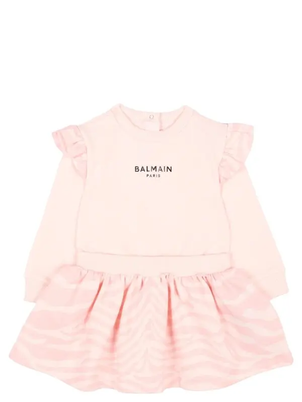 Balmain Zebra Print Ruffled Dress - Pink