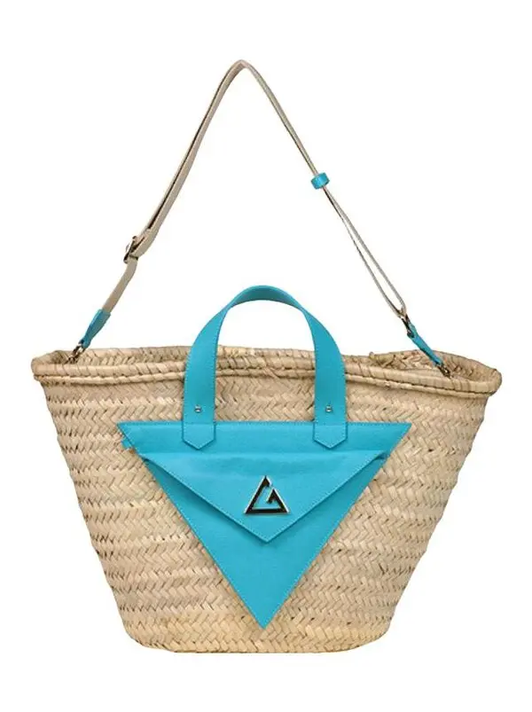 LE TRAP Formentera Woven Basket With Removable Clutch - Blue