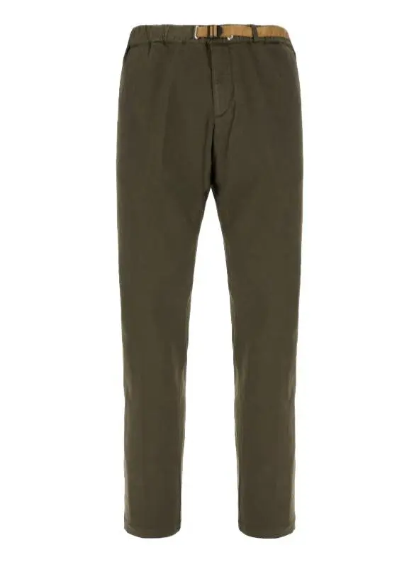 WHITE SAND Belted Pleated Trousers - Green