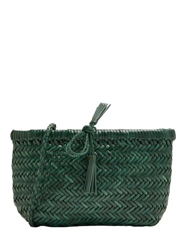 Dragon Diffusion Minsu Woven Leather Cross-body Bag - Dark Green