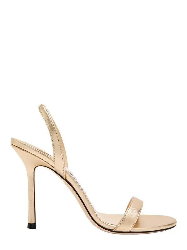 JIMMY CHOO Jenn 100 Metallic Leather Slingback Sandals - Gold