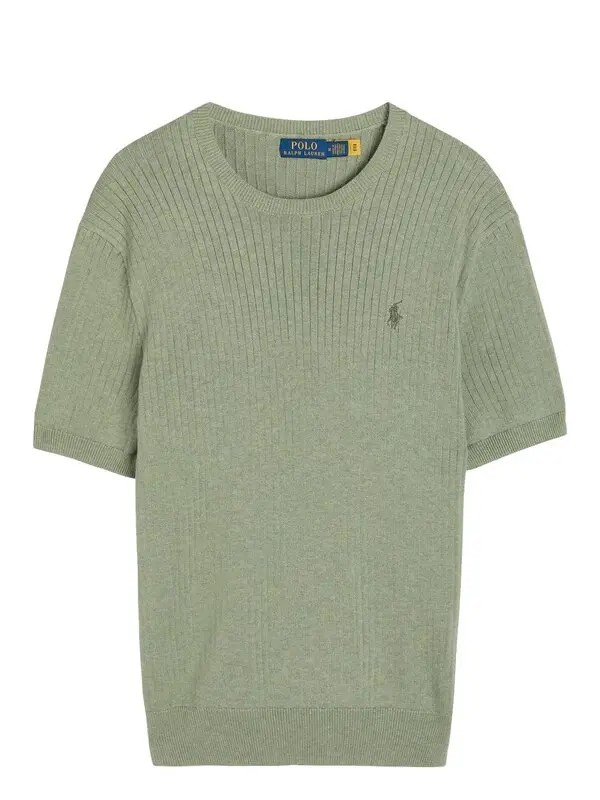 Polo Ralph Lauren Logo-embroidered Ribbed Cotton-knit T-shirt - Green