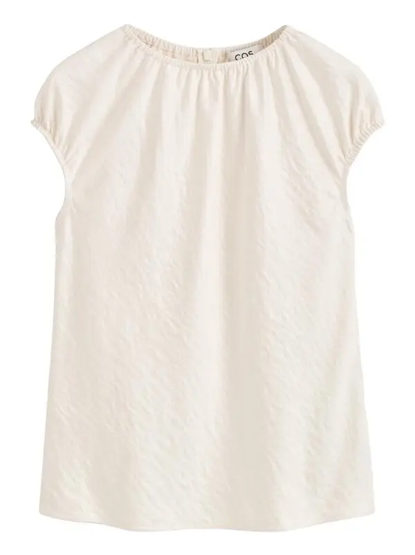 Cos Gathered Crinkled-satin Top - White