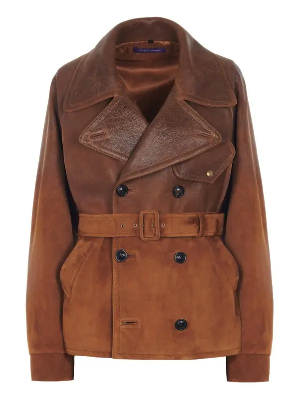 Ralph Lauren Belted Leather Jacket - Brown