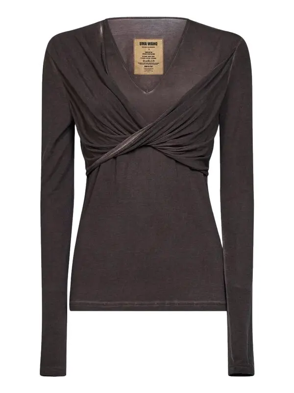 UMA WANG Twisted Long Sleeve Top - Brown
