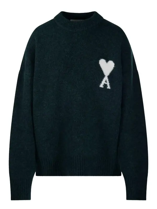 AMI Paris De Coeur Crew Neck Sweater - Green