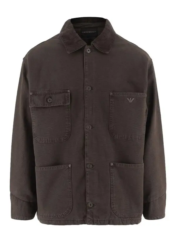 Emporio Armani Cotton Caban Coat - Brown