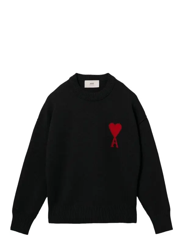 AMI Paris De Coeur Wool Sweater - Black