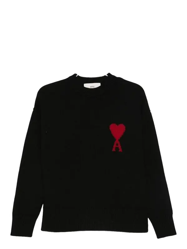 AMI Paris De Coeur Wool Cardigan - Black