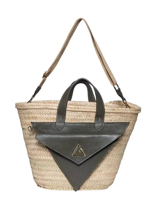 LE TRAP Woven Basket With Removable Clutch - Green
