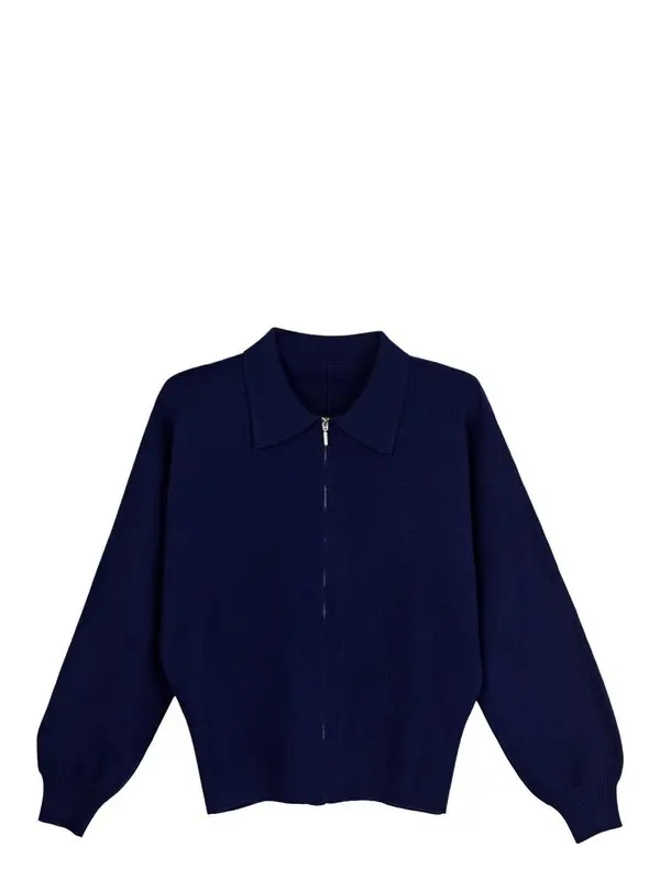COVE Navy Bomber With Gold Zip Detail - Blue